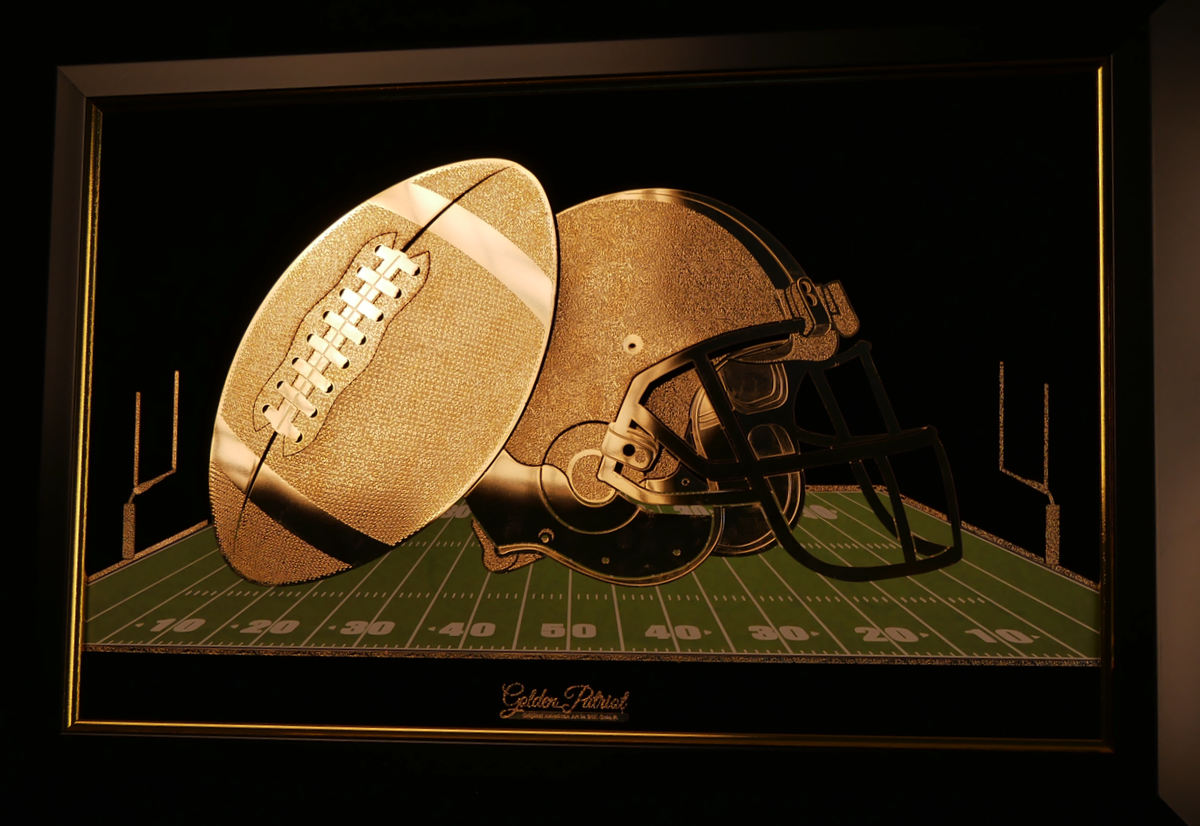 Golden Football- Game Tribute Art in 24K Gold P. – Golden Patriot